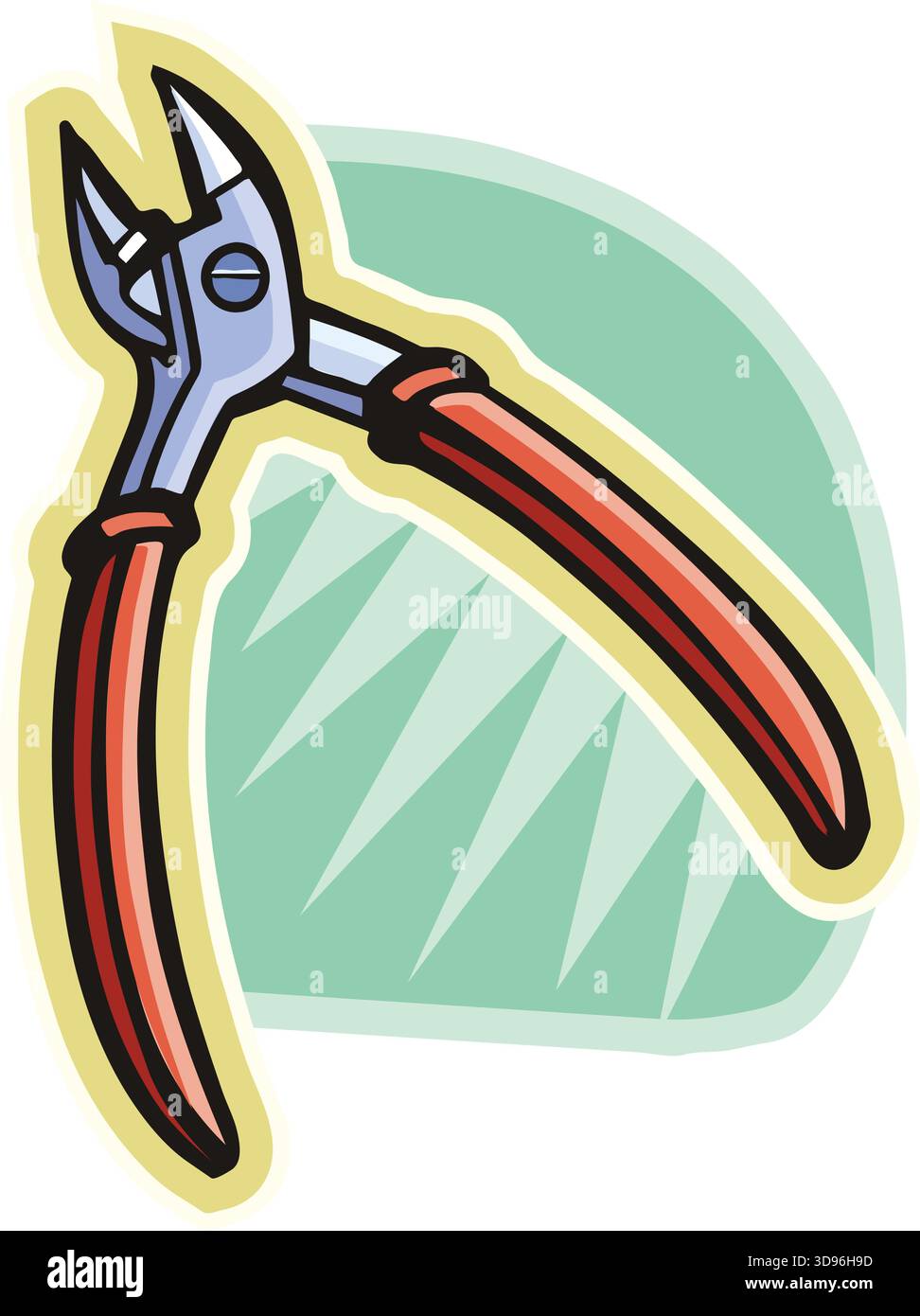 An illustration of a wire cutters with red handles and a gray cutting ...