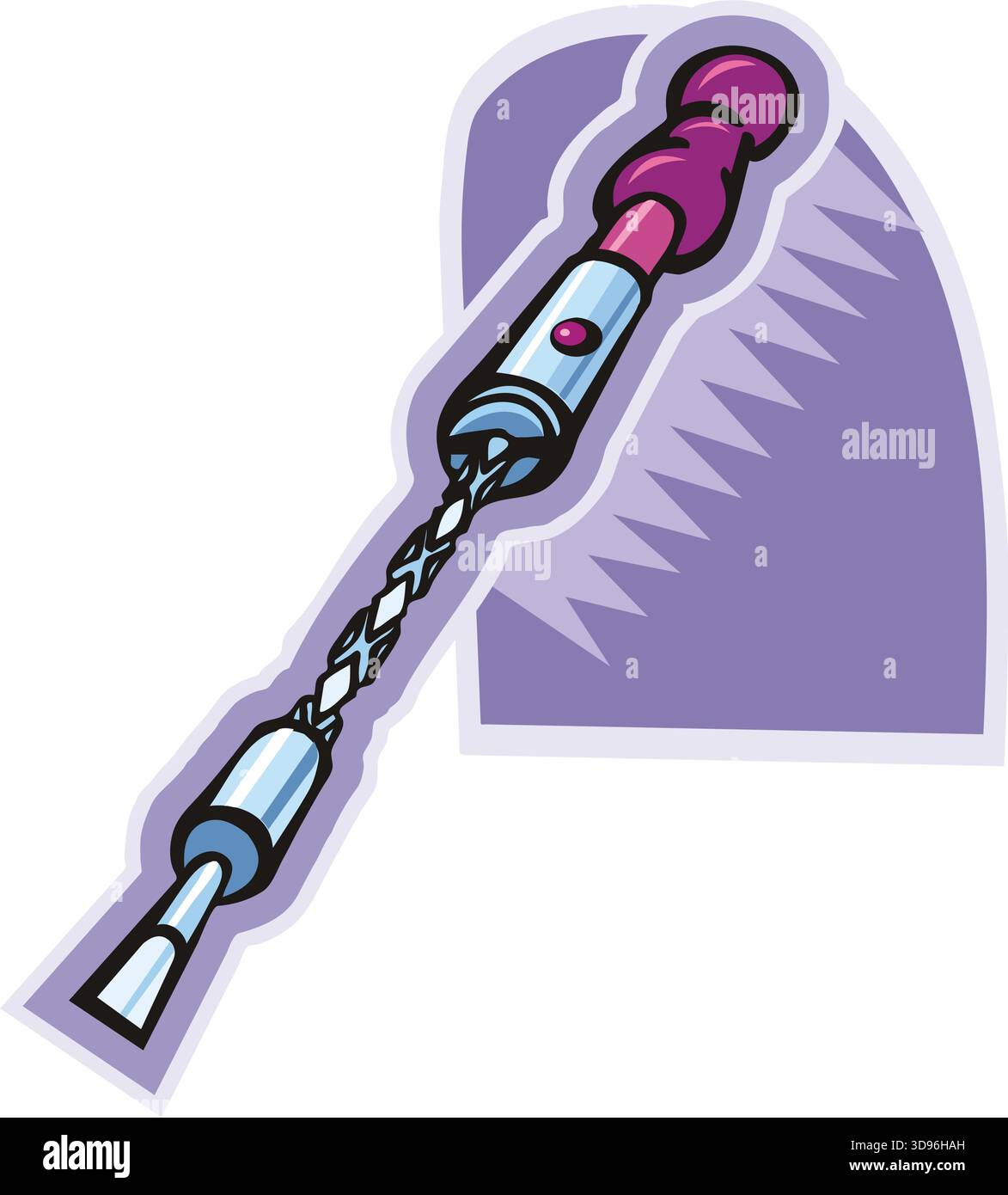 An illustration of a flathead screwdriver with a red handle and blue ...