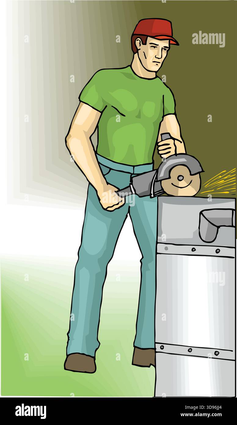 Using angle grinder polishing Stock Vector Images - Alamy