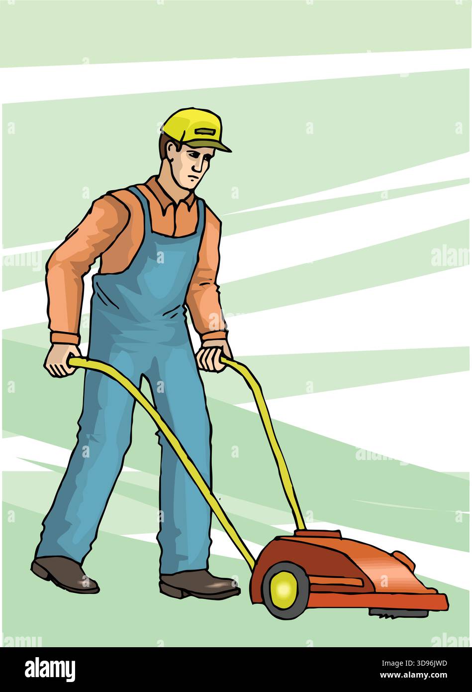 Pushing a mower Stock Vector Images - Alamy