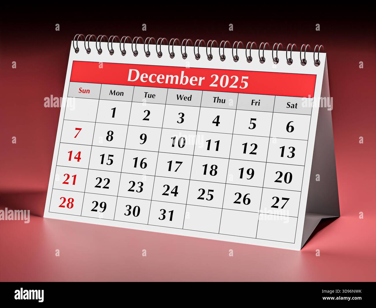 December 2025 calendar one hi-res stock photography and images - Alamy