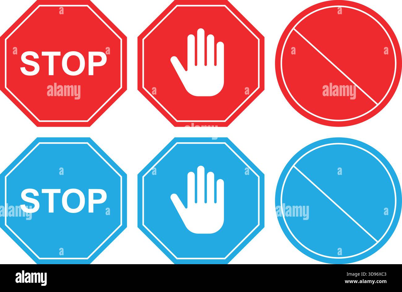 Set of Red and Blue Stop and Prohibition Signs Stock Vector Image & Art ...