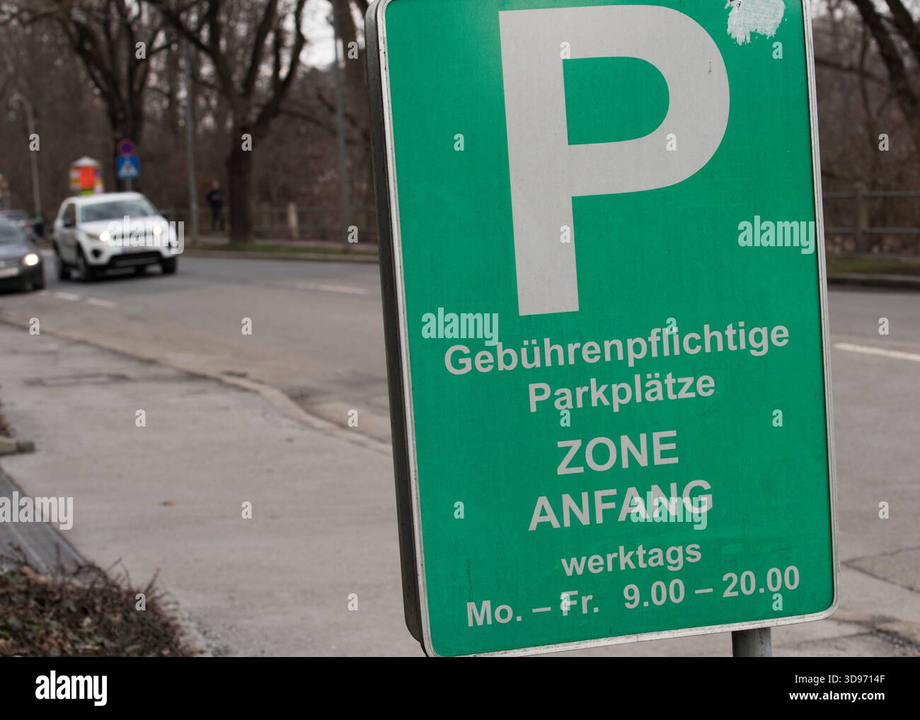 green environmental zone or green parking zone sign in the city green ...