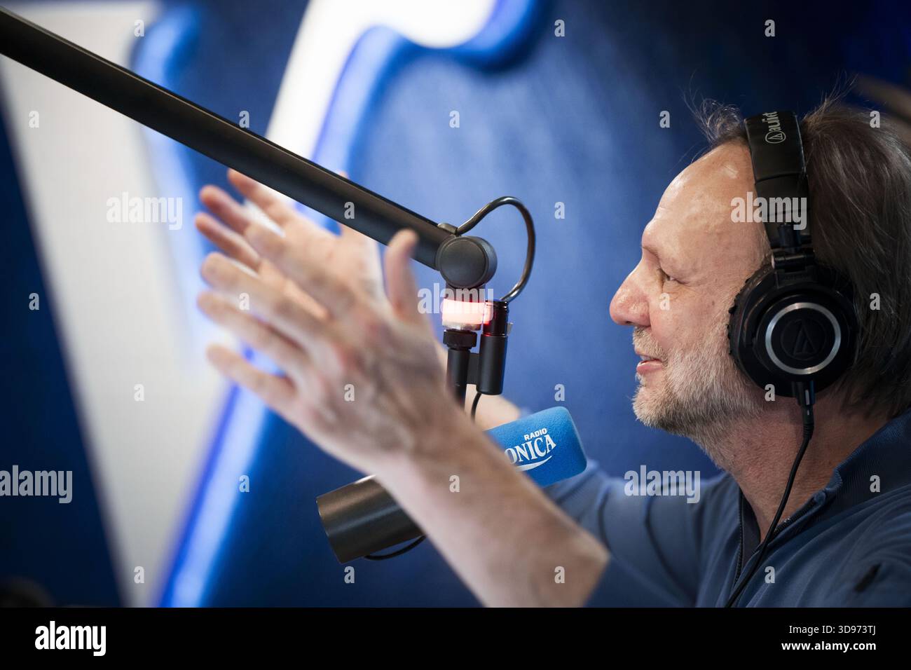 AMSTERDAM – DJ Rob Stenders during an anniversary broadcast. Radio Veronica is airing the ...