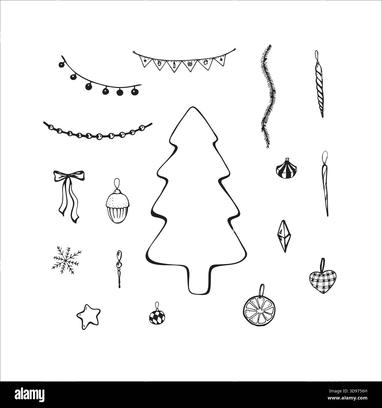 Collection christmas decorations gift Black and White Stock Photos ...