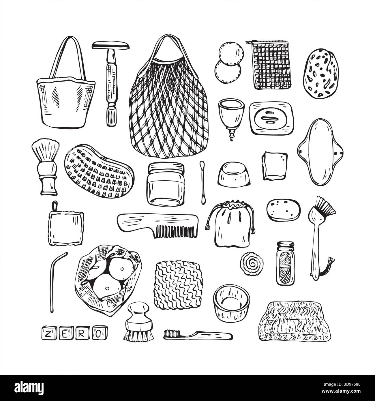 Zero waste vector hand Black and White Stock Photos & Images - Alamy