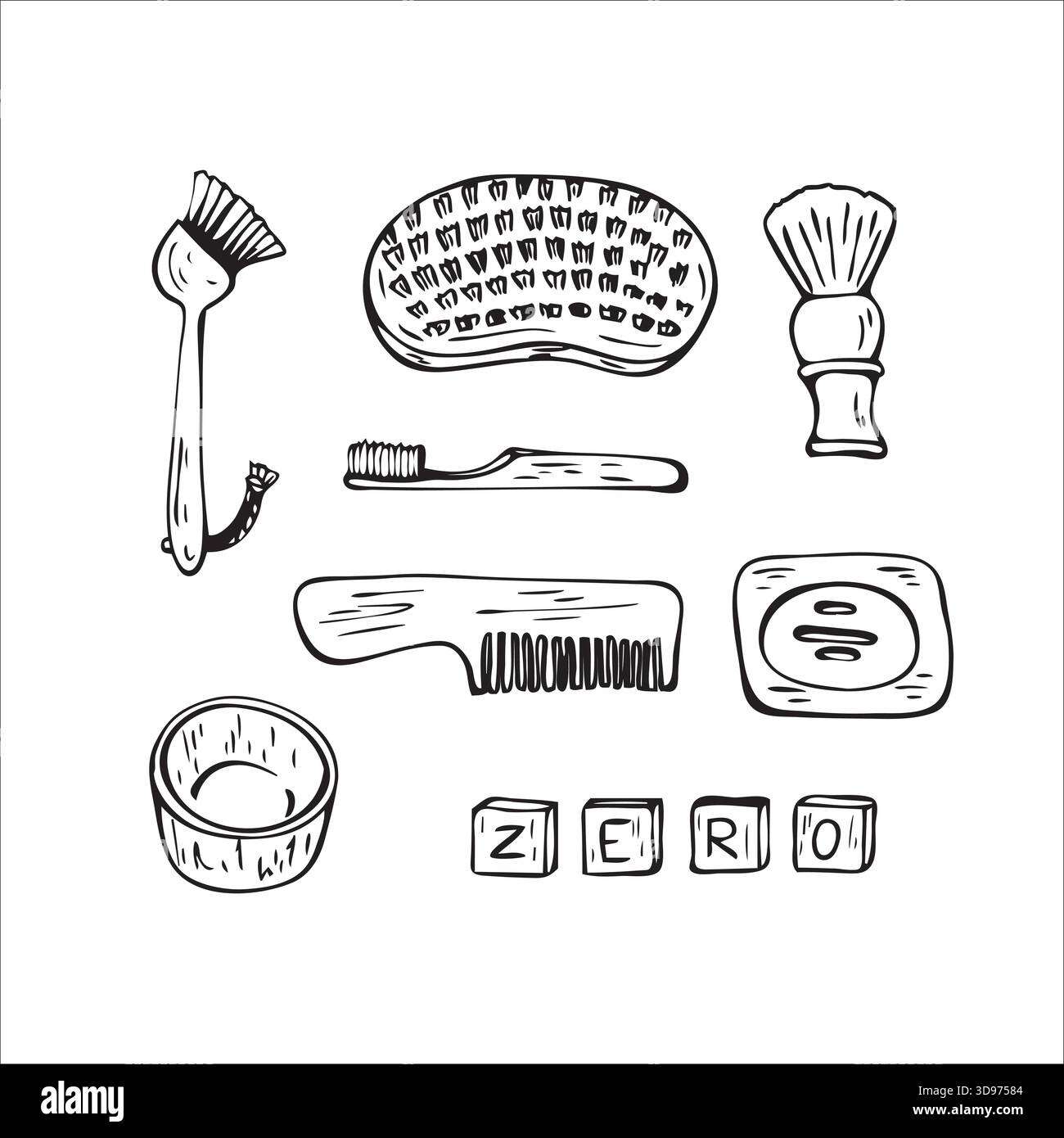 Collection wooden items on Black and White Stock Photos & Images - Alamy