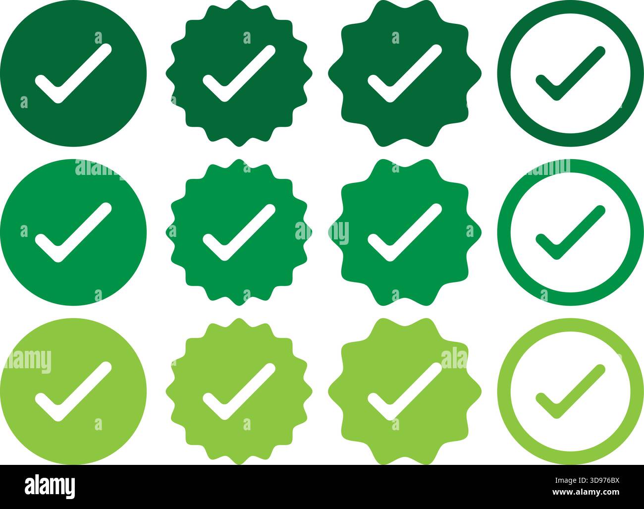 Green Checkmark Badge Icons Collection Stock Vector Image & Art - Alamy