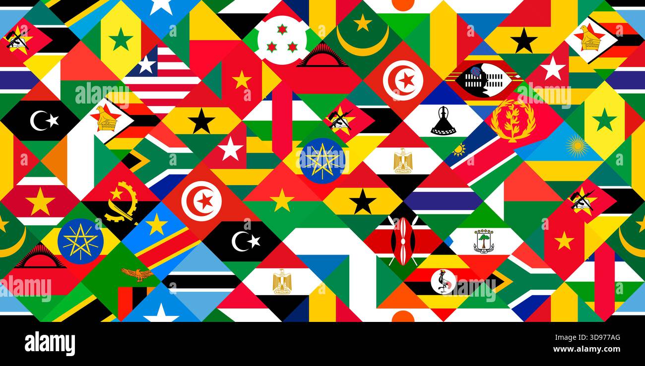 African Countries Flags Collage. Vibrant Mosaic of International Flags ...