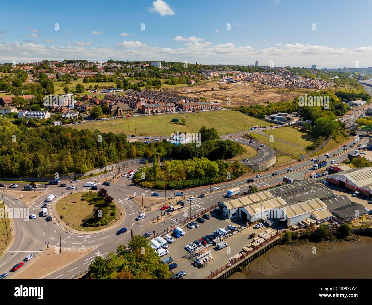 Newcastle upon Tyne UK: 15th Aug 2025: Scotswood roundabout with ...