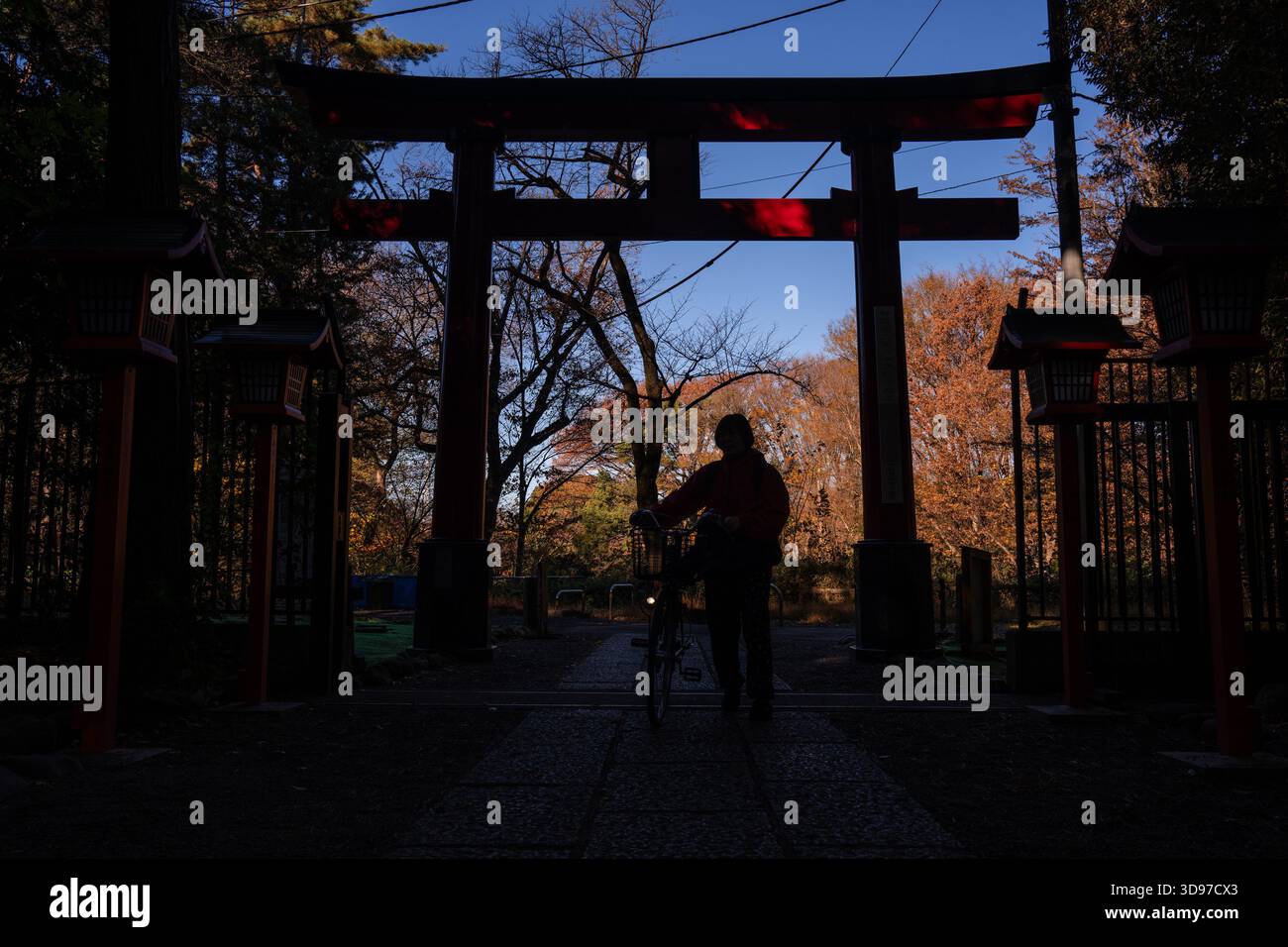 A visitor enters the Omiya Hachiman Shrine in Tokyo, Thursday, Dec. 4 ...