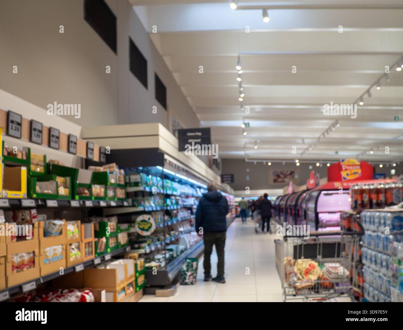 Cremona, Italy October 25th 2025 People shopping inside a modern LIDL ...