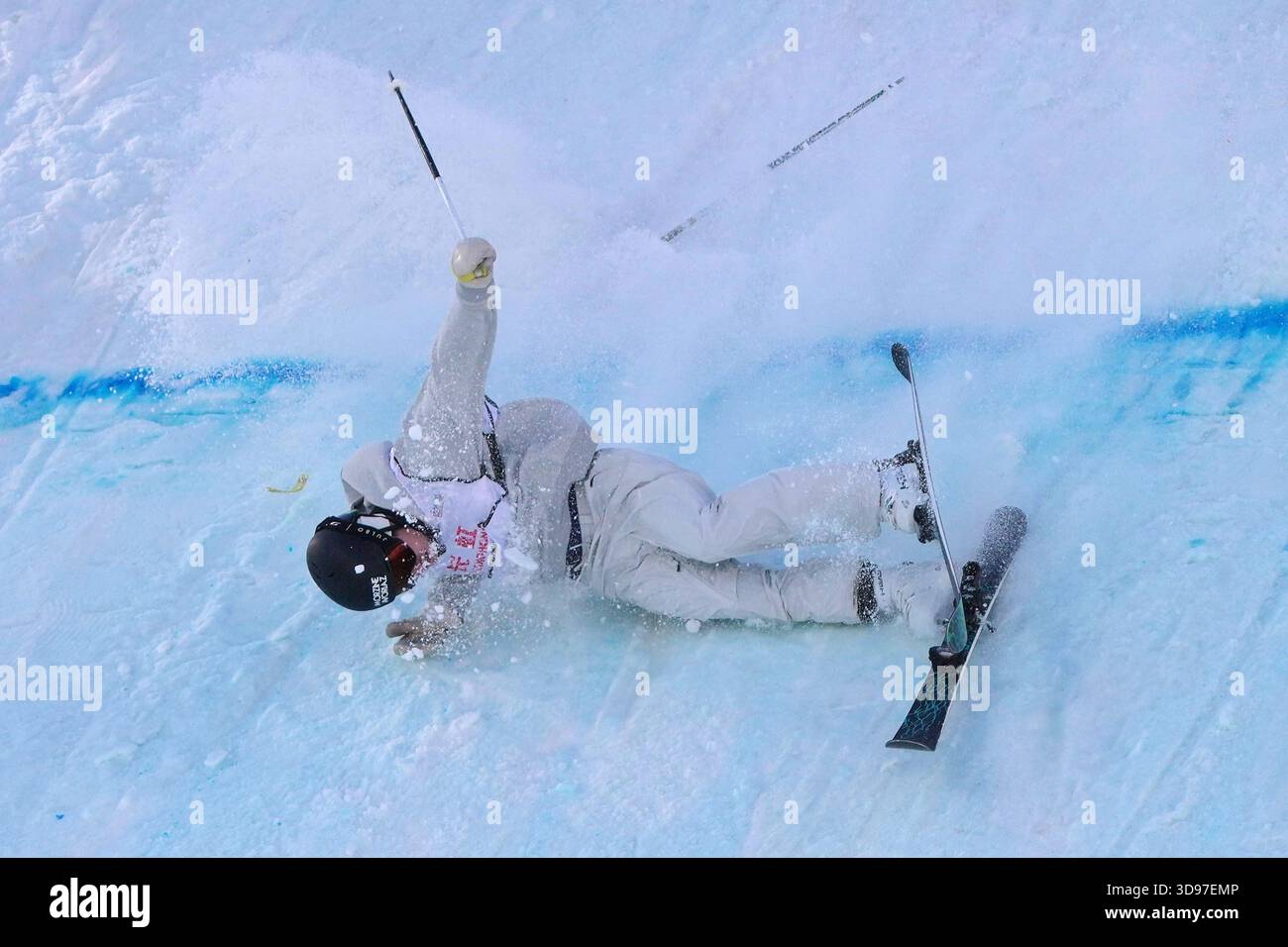 Sven Peillex, of France crashes as he competes in the men's freeski big ...