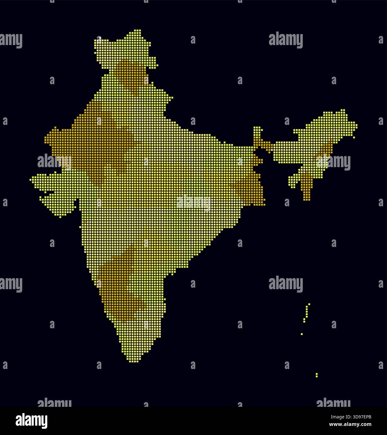 India dotted map. Digital style map of the country on dark background ...