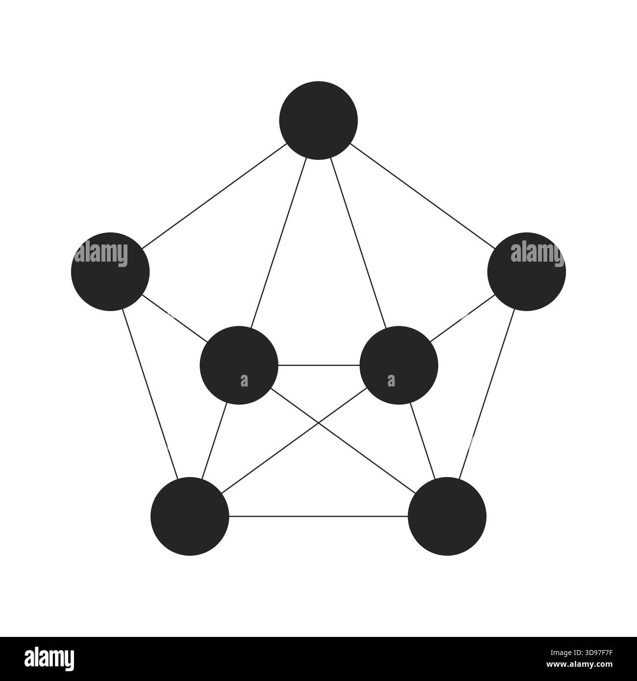Fully connected network diagram 2D black filled object Stock Vector ...
