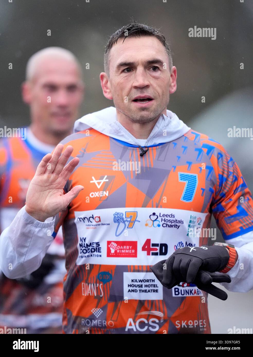 Kevin Sinfield arrives at The OneBore Stadium on day four of the 7 in 7 ...