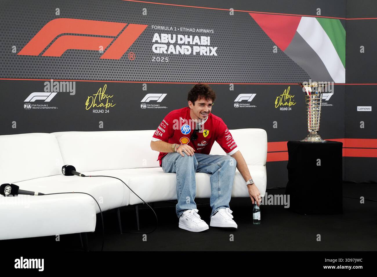 Ferrari's Charles Leclerc and the FIA Formula 1 Drivers Trophy at the ...