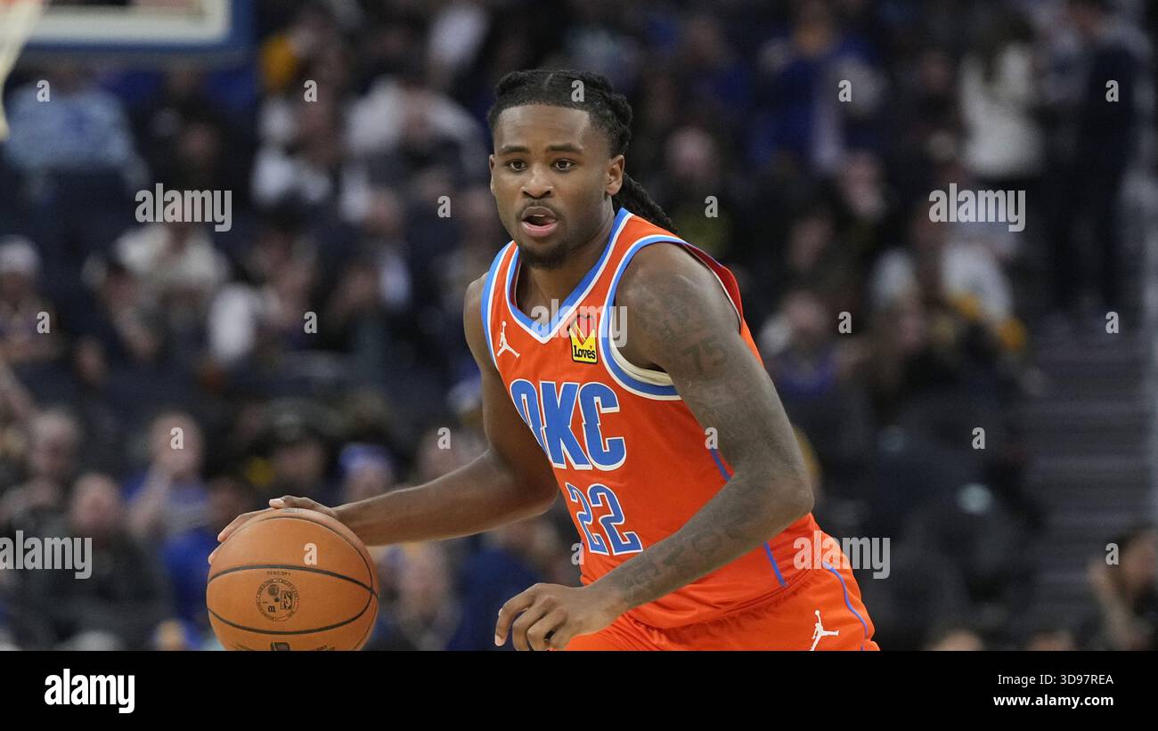 Oklahoma City Thunder guard Cason Wallace during an NBA basketball game ...