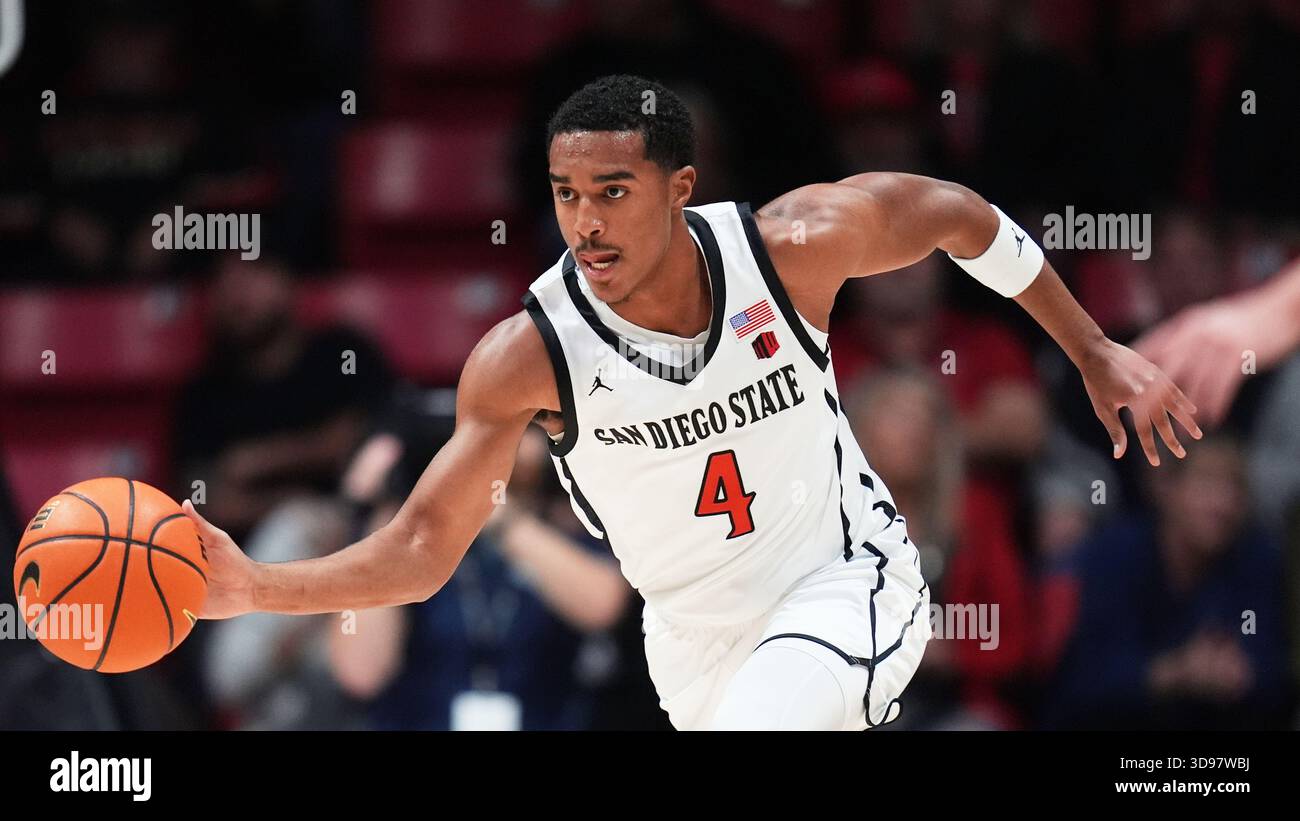 San Diego State guard Sean Newman Jr. dribbles the ball isolated action ...