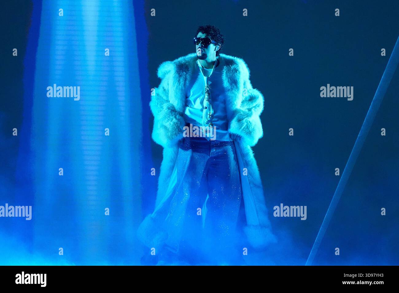 Bad Bunny performs during the iHeartRadio Music Awards at the Dolby ...
