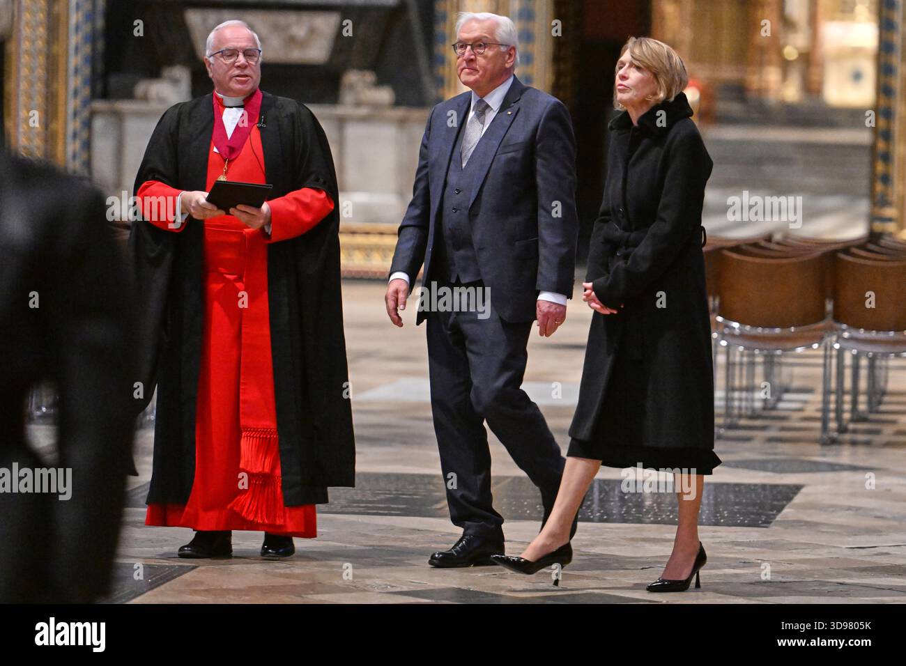 German President Frank-Walter Steinmeier, center, and Elke Budenbender ...