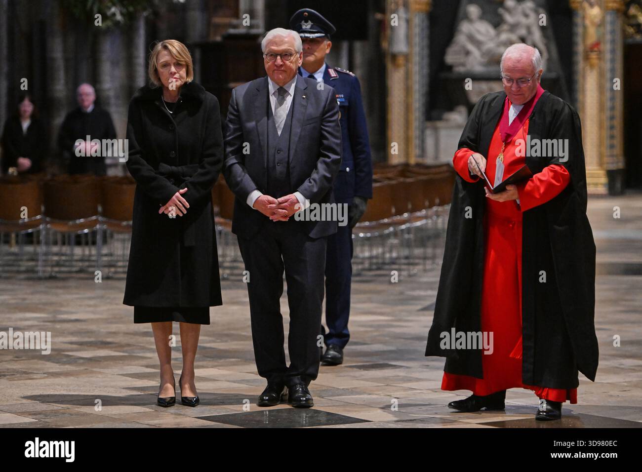 German President Frank-Walter Steinmeier, center, and Elke Budenbender ...