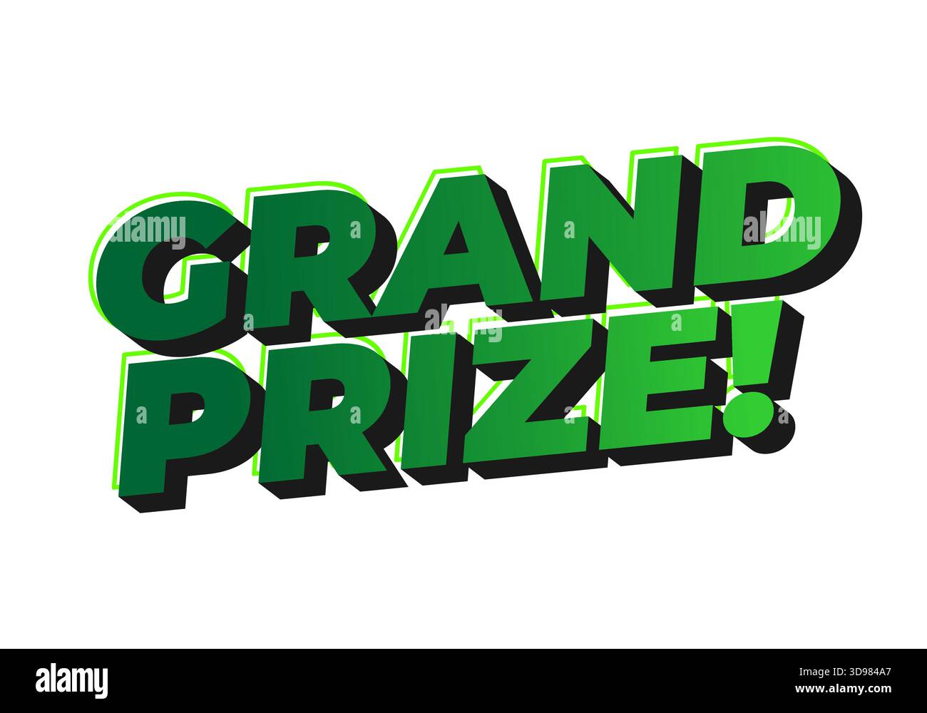 Bold text graphic featuring the words Grand Prize! in green with a 3D ...