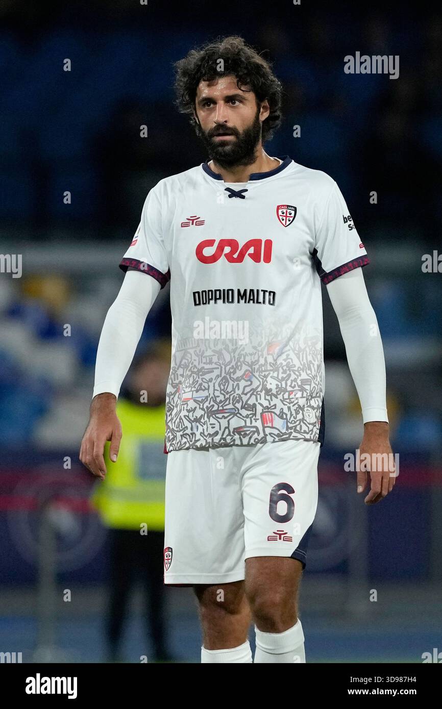Naples, Italy. 3 Dec, 2025. Sebastiano Luperto of Cagliari Calcio ...