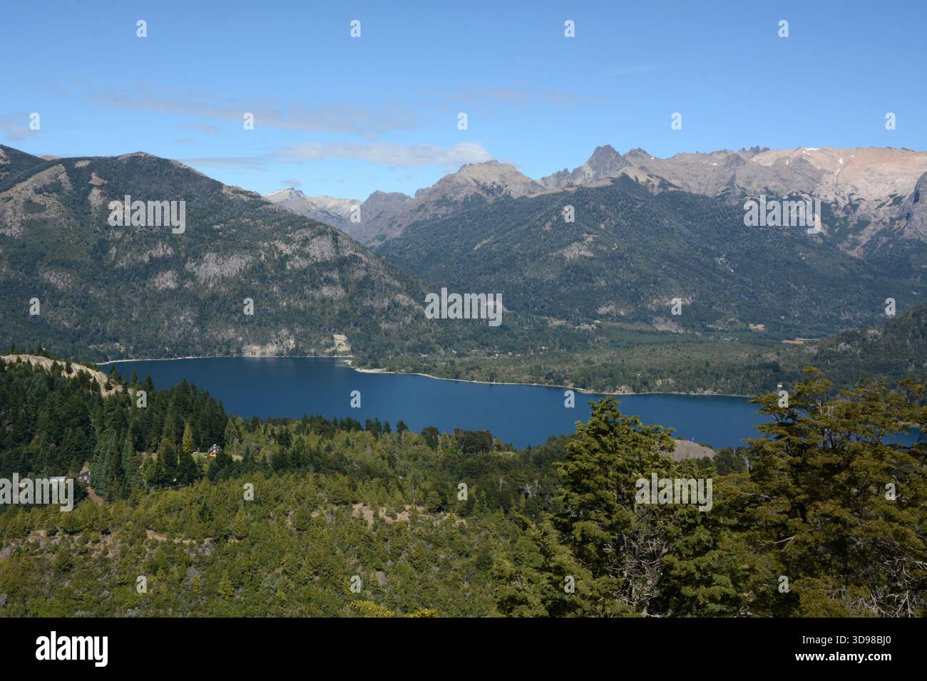 A view of Luhrs Peak and Nahuel Huapi National Park in the Andes range ...