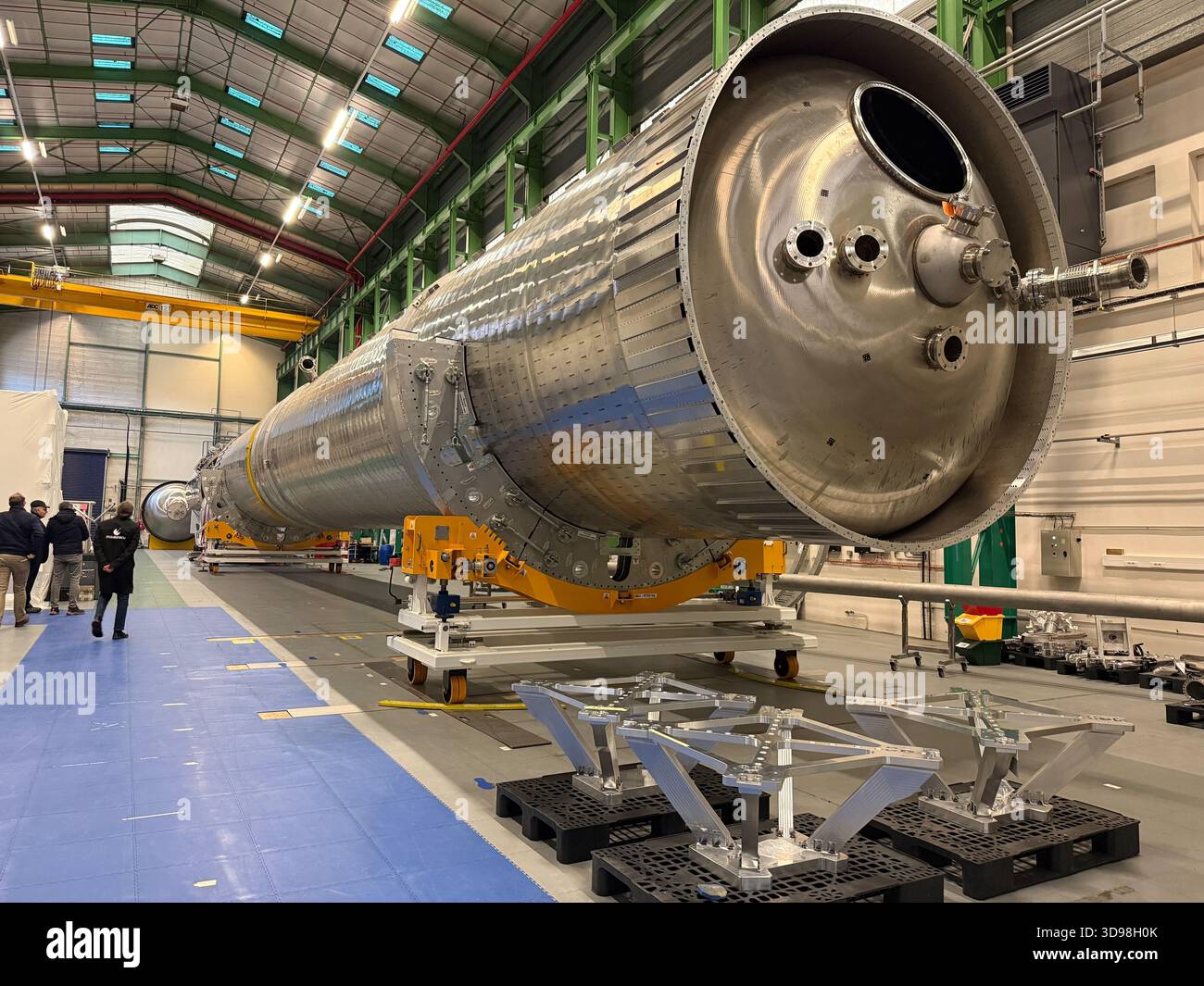 04 December 2025, France, Vernon: Prototypes of rocket parts can be ...