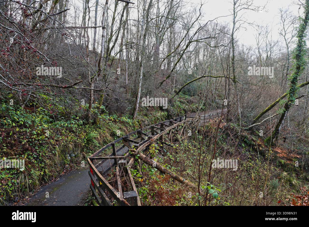 National Cycle Route 765 near Dunblane with barrier after landslip ...