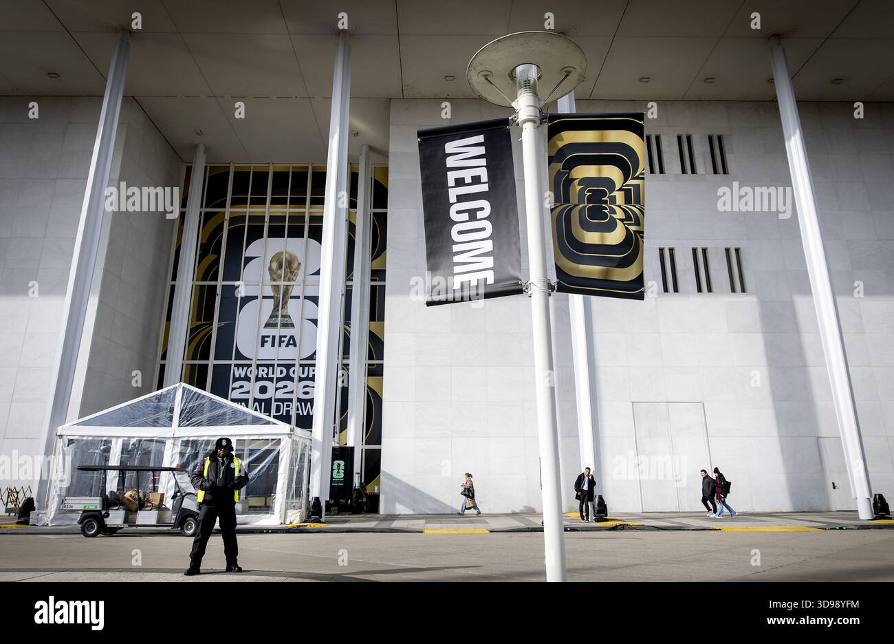 WASHINGTON - FIFA flags at the Kennedy Center on the day before the ...