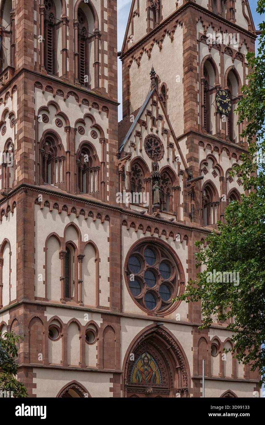 Germany, Freiburg, The Church of the Sacred Heart with its two ...
