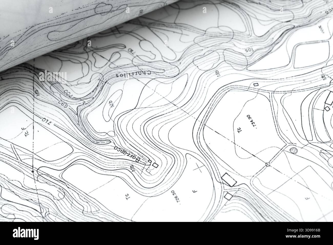 Very detailed Topographic maps on tracing paper rolled up into a tube ...