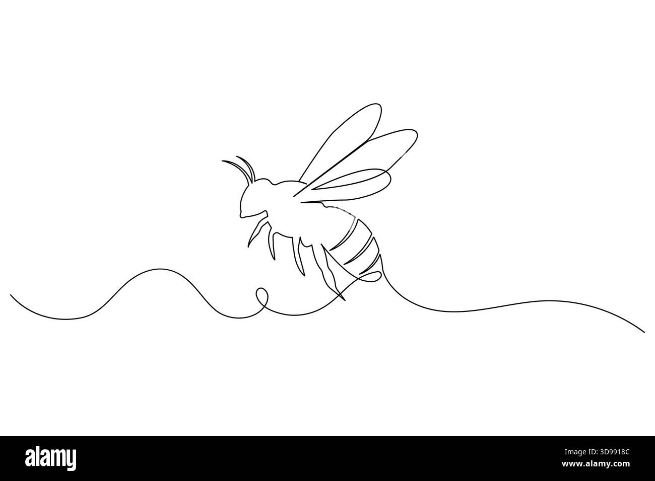 Bee continuous one line drawing in minimalist outline style Stock ...