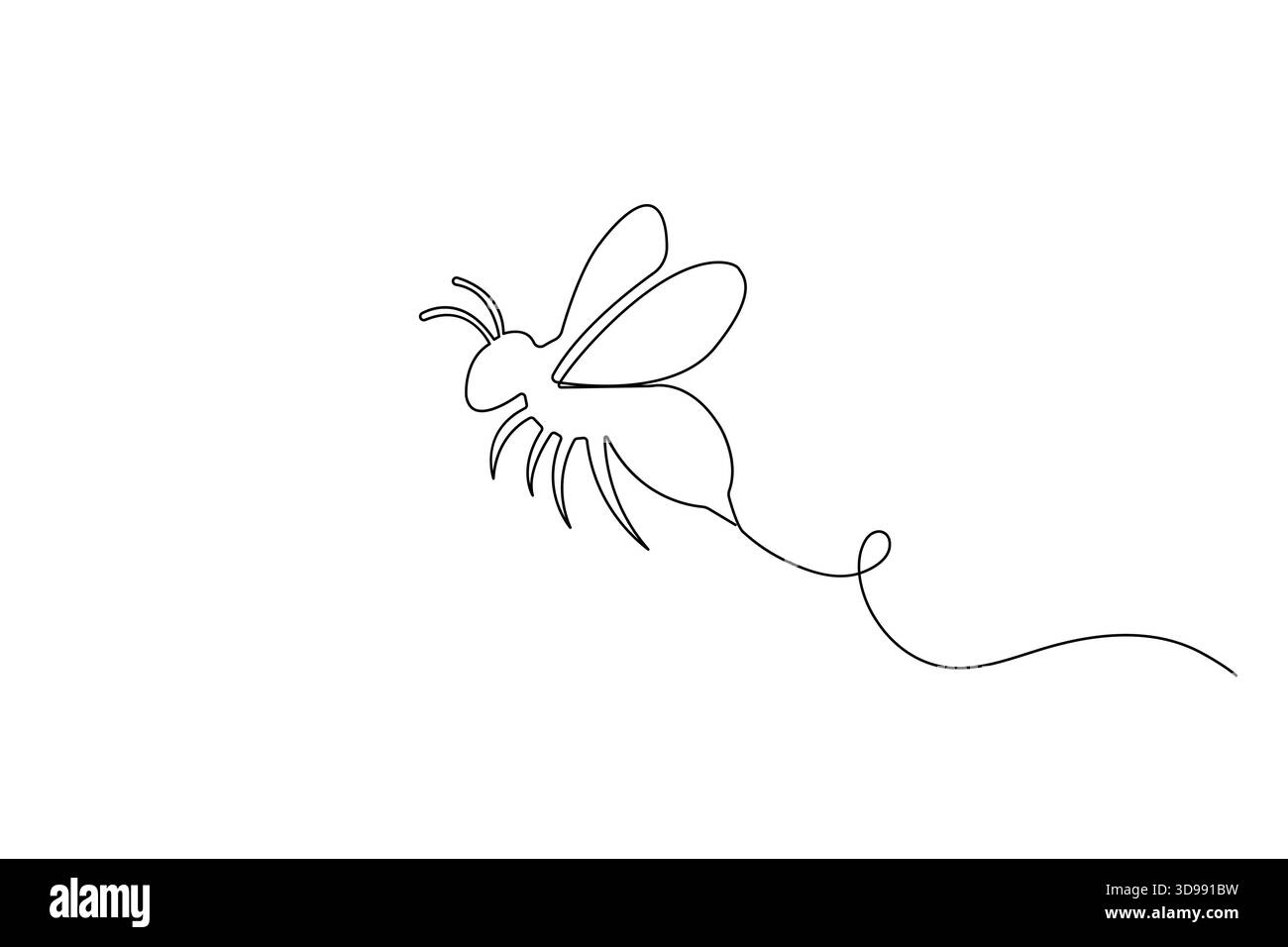 Bee continuous one line drawing in minimalist outline style Stock ...