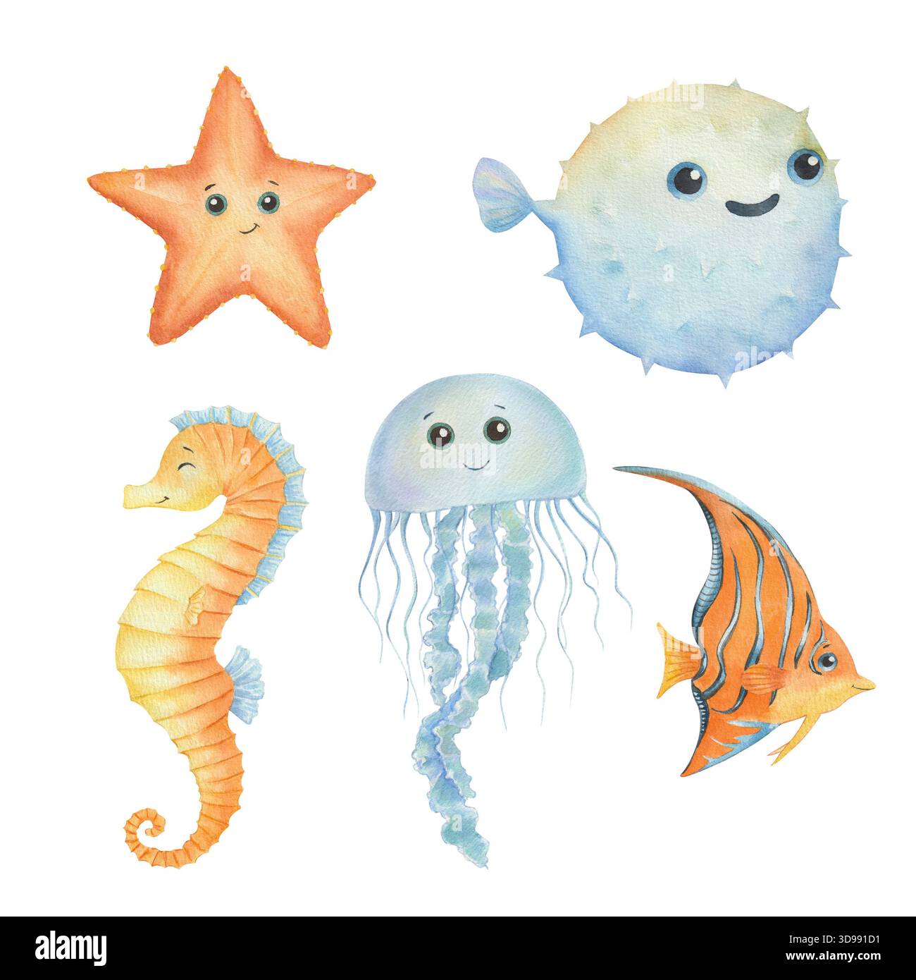 Cute sea animals shells Cut Out Stock Images & Pictures - Alamy
