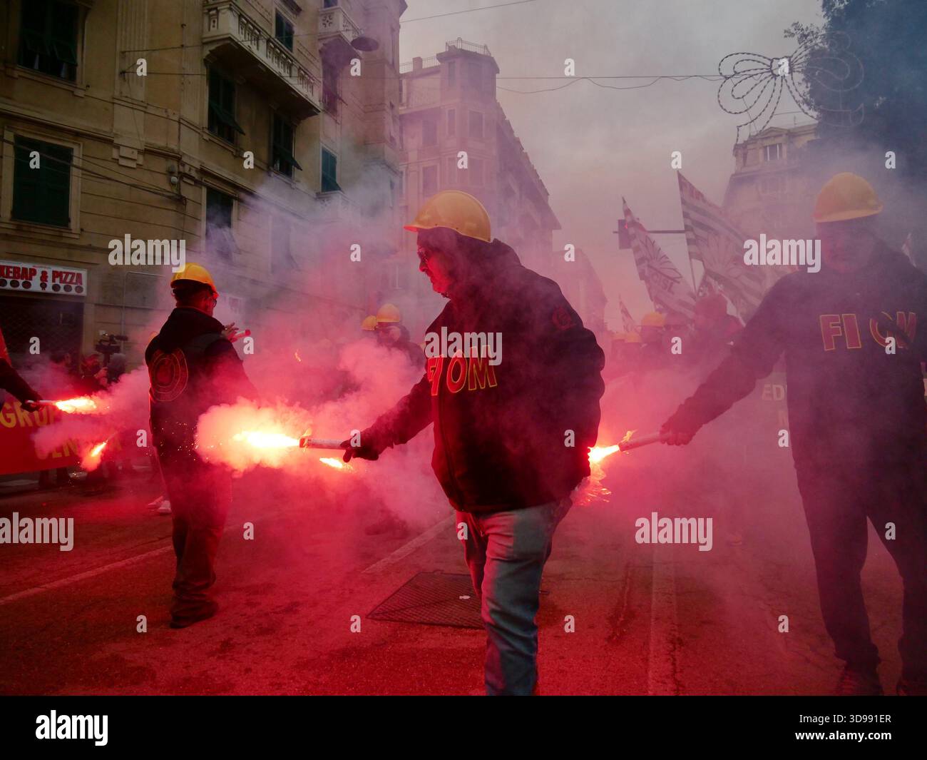Genoa, December 4, 2025: Former Ilva workers protest in the city center ...