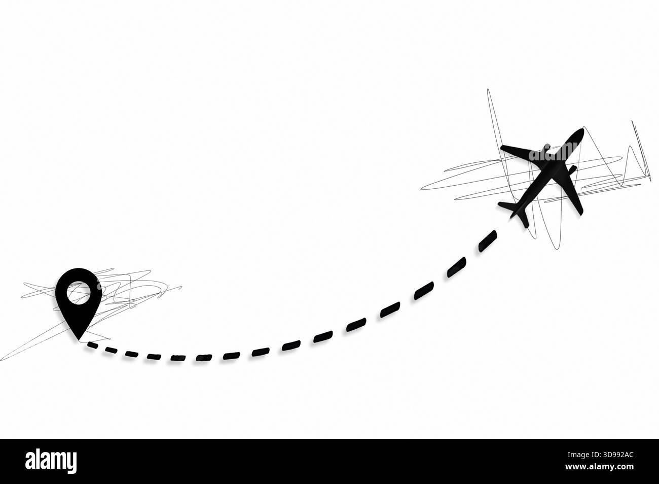 Travel destination concept. Dashed route with dots for destination from ...