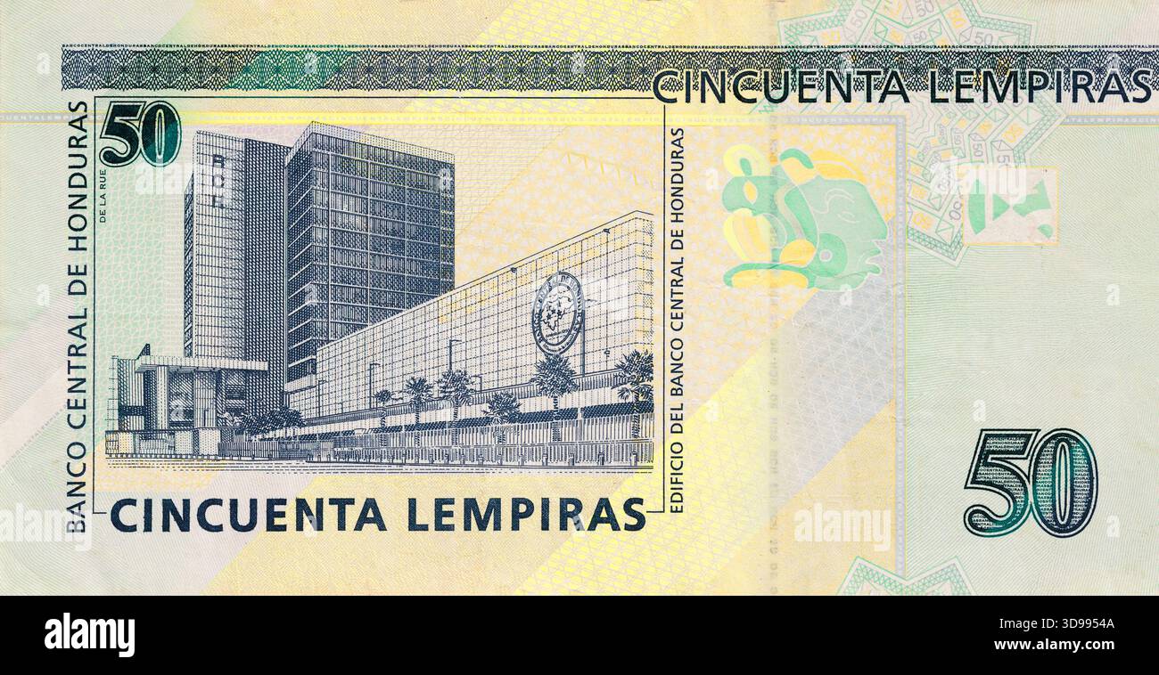 50 lempira denomination of Honduran currency, cash issued by Banco ...