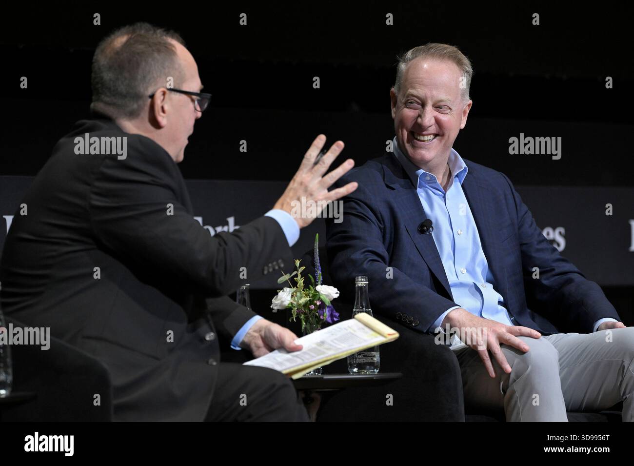 Patrick Conway (r), M.D., CEO Optum - UnitedHealth Group, speaks at the ...