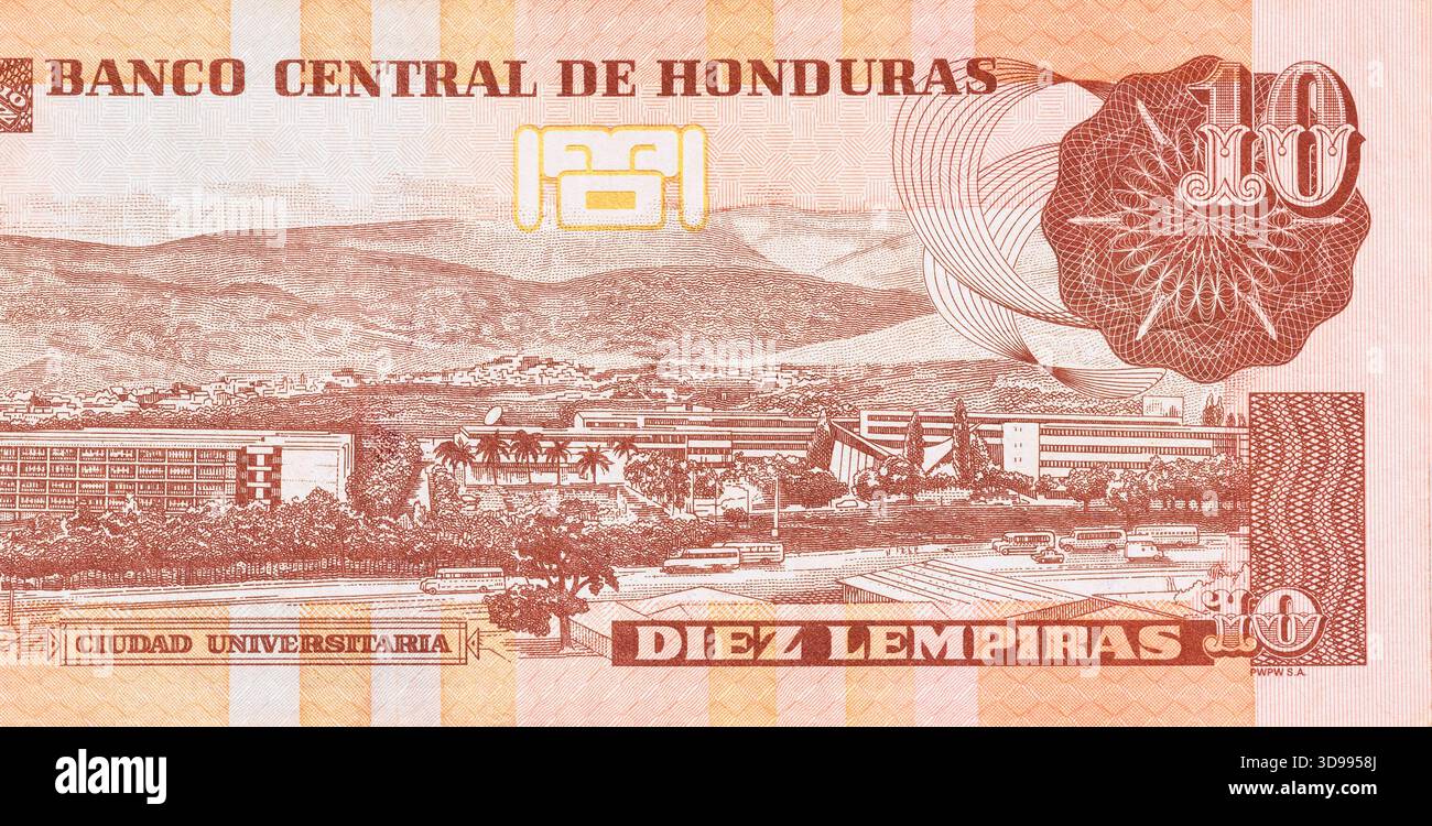 Honduras money, Honduran cash 10 lempira denomination issued by Banco ...