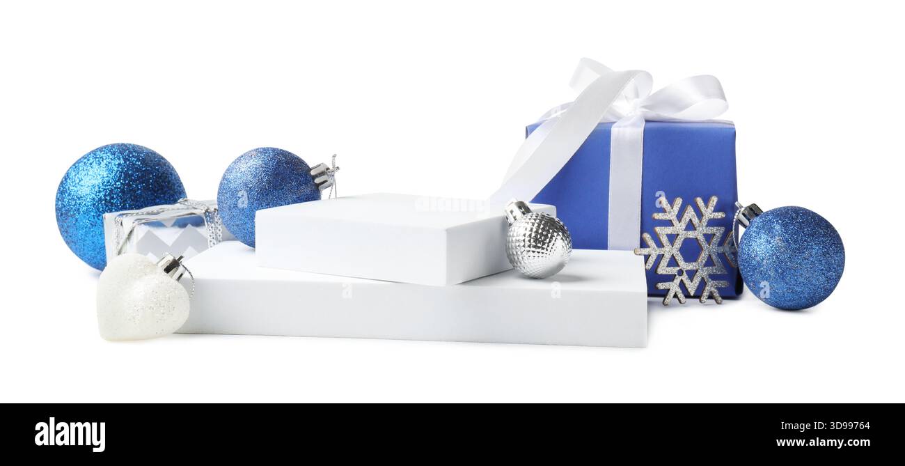 Christmas banner background podium Cut Out Stock Images & Pictures - Alamy