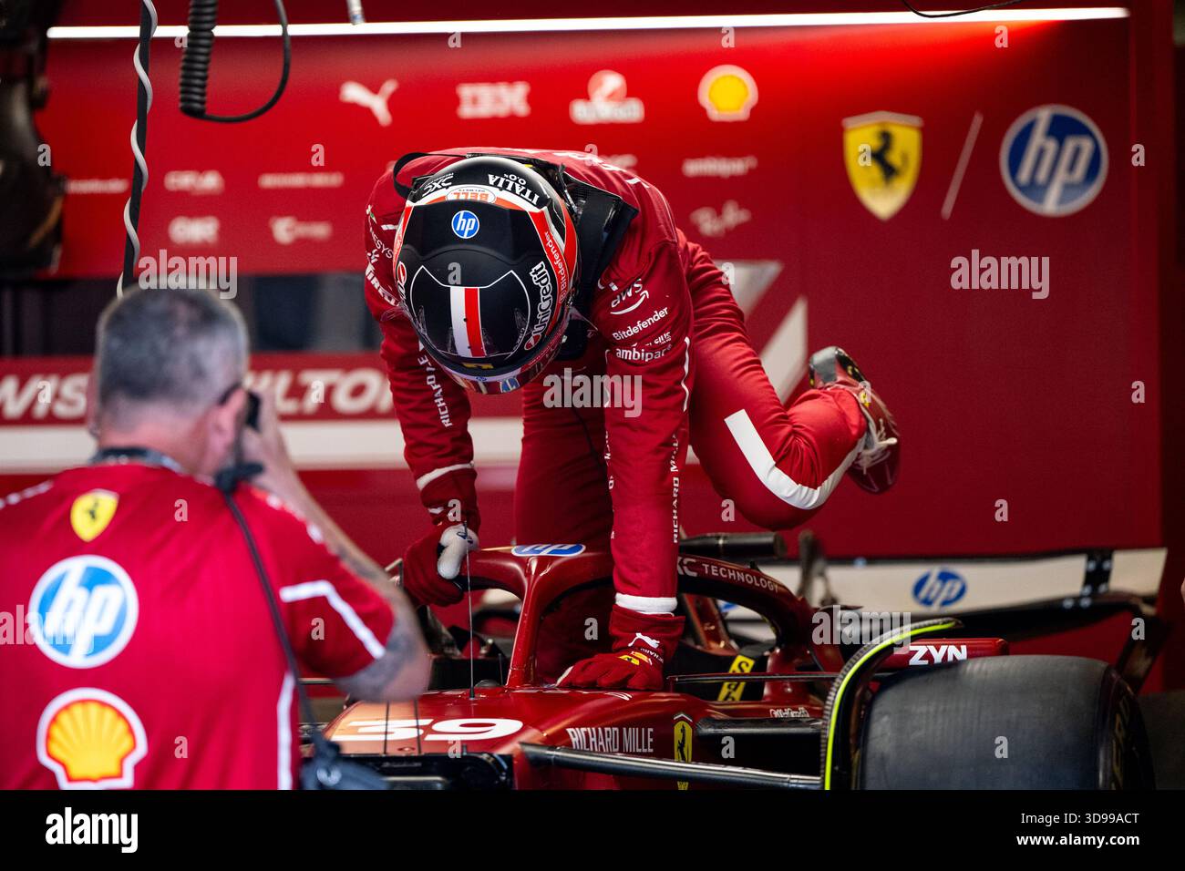 Arthur Leclerc (Scuderia Ferrari HP, Monaco, Reserve Driver) gets into ...