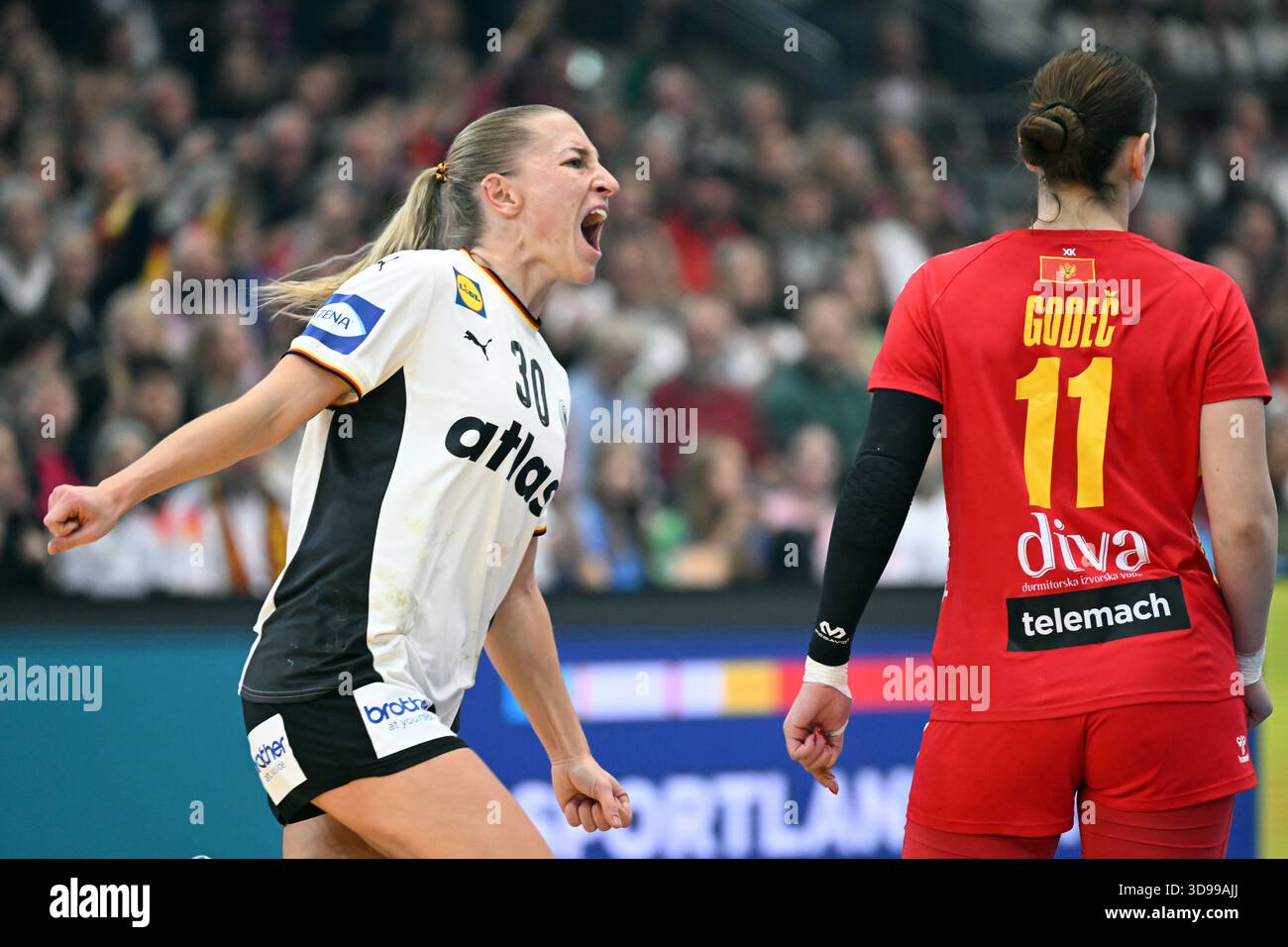 Germany's Jenny Behrend , left, celebrates during the women's world ...