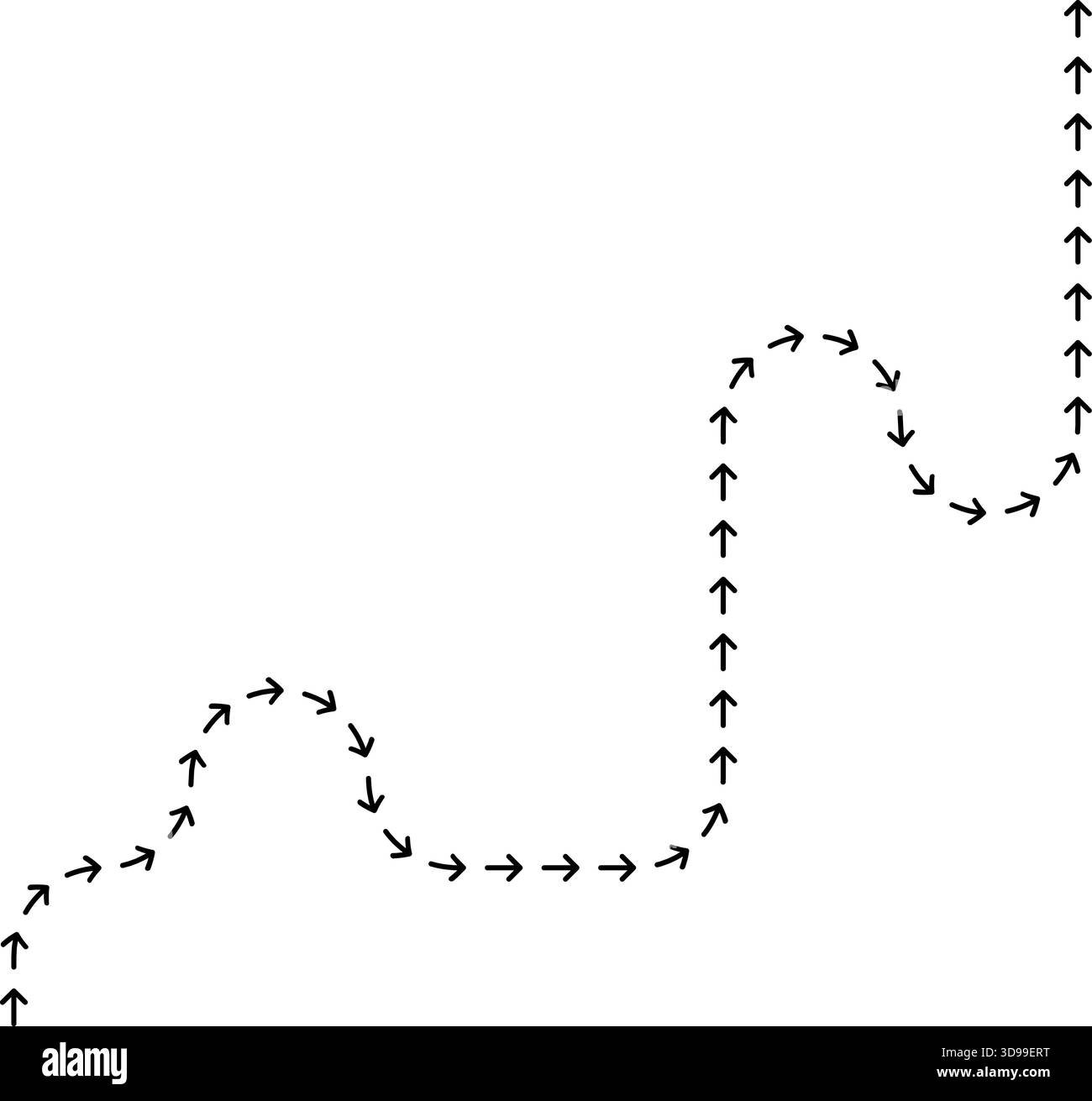 Directional dotted arrow producing a curve pattern that shifts through ...