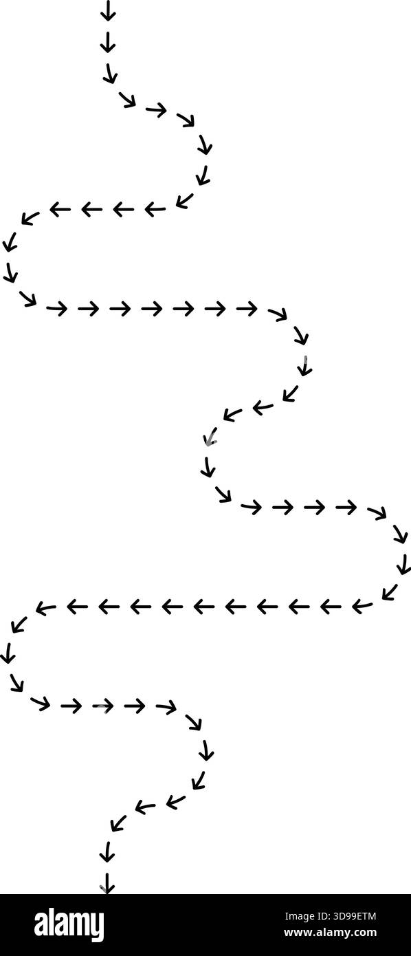 Abstract dotted arrow sequence outlining a fluid directional motion ...