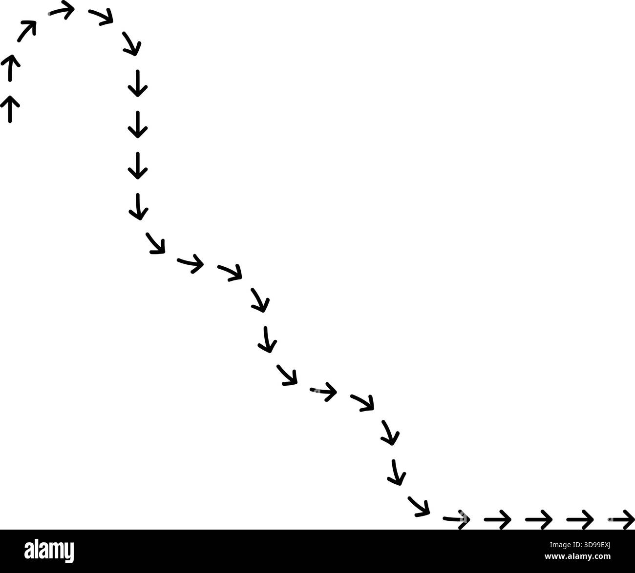 Motion-trace dotted arrow forming a tracked line with shifting curved ...