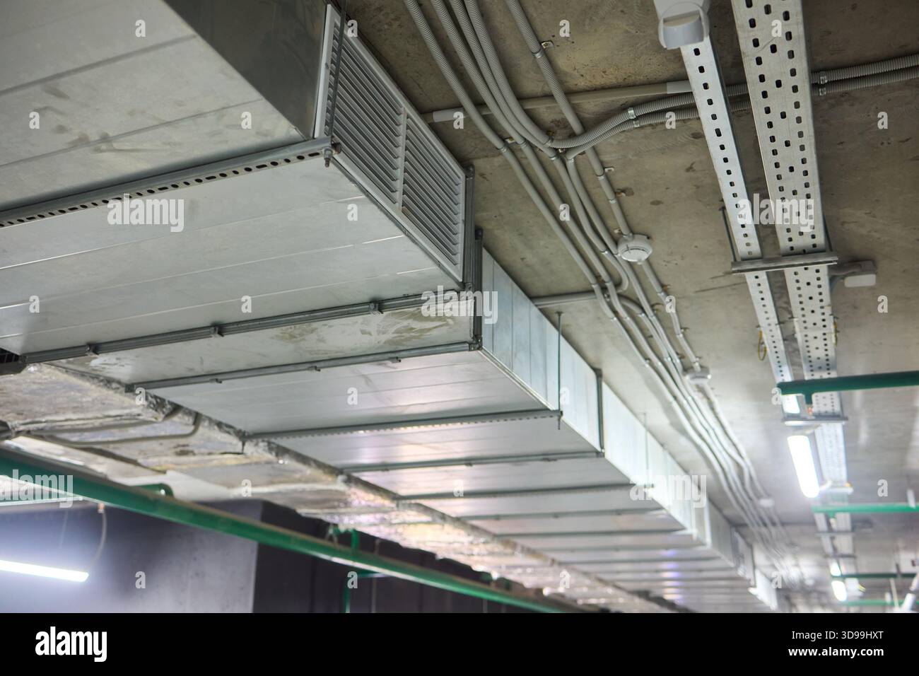 Subterranean parking details, Basement parking area equipped with ...