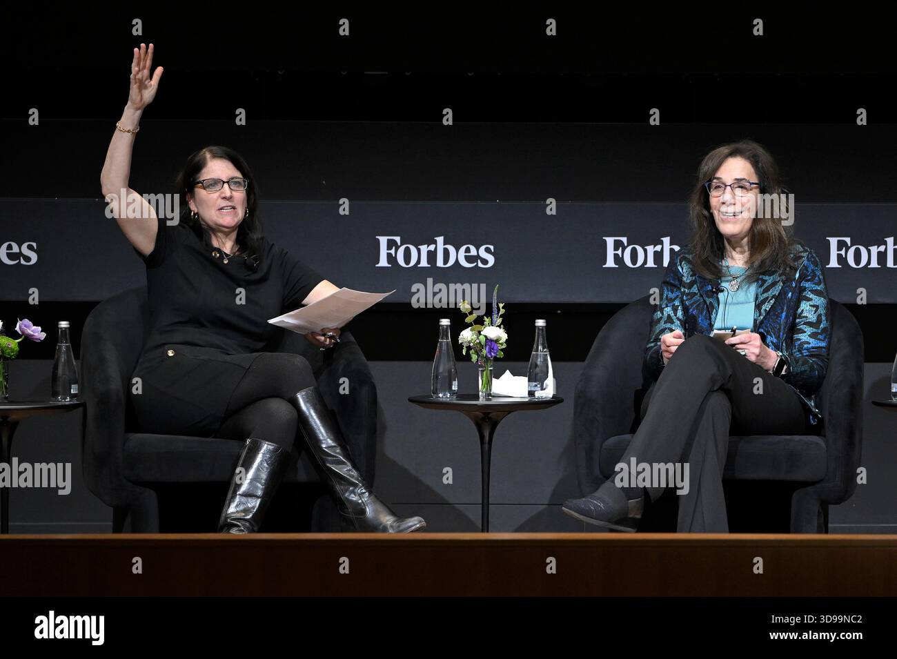 Judy Faulkner (r), Founder & CEO Epic, speaks at the 2025 Forbes ...